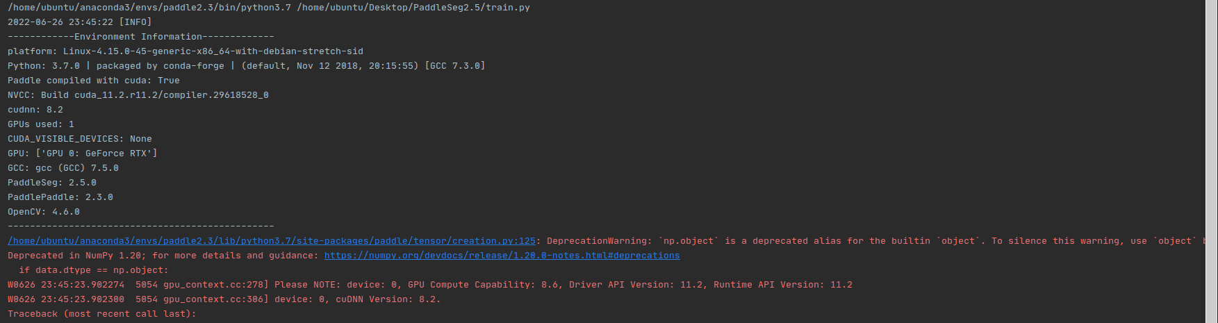 [General Issue]训练模型时报错。 · Issue #2260 · PaddlePaddle/PaddleSeg · GitHub