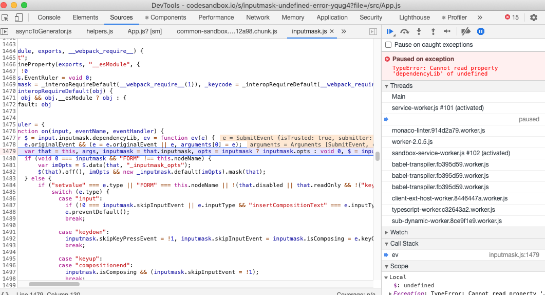 Cannot read property 'dependencyLib' of undefined · Issue #2369 · RobinHerbots/Inputmask · GitHub
