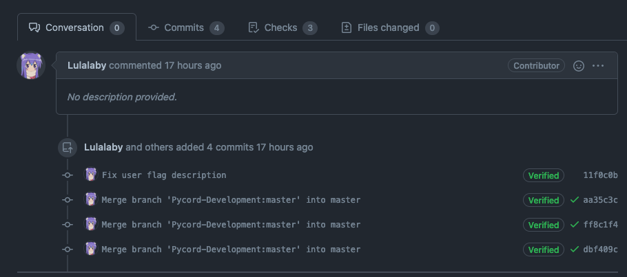 Fix User Flag Description By Lulalaby · Pull Request 323 · Pycord Development Pycord · Github