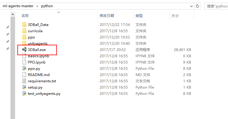 UnityEnvironmentException: Couldn't launch the 3DBall environment. Provided filename does not ...