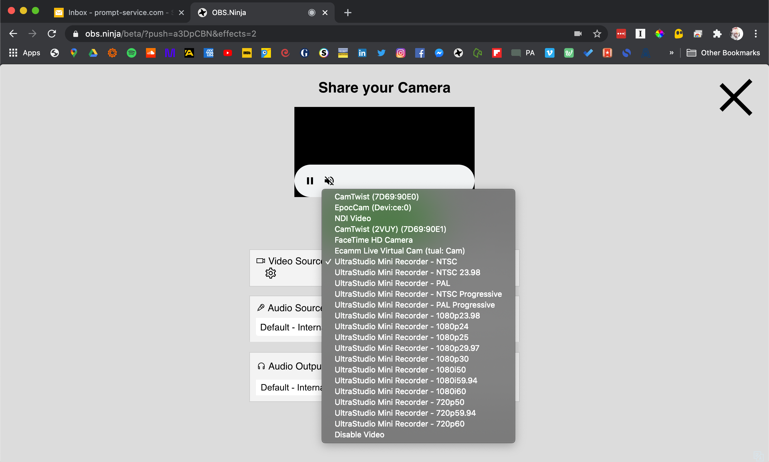 OSB Ninja not seeing Blackmagic UltraStudio Mini Recorder · Issue #349 · steveseguin/vdo.ninja ...