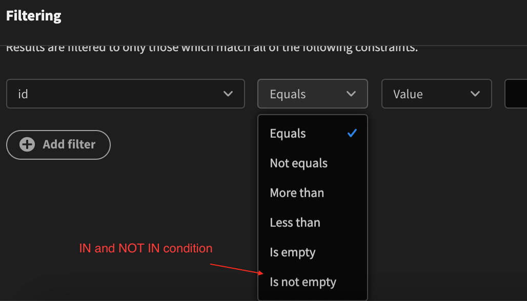 Add "IN" and "NOT IN" conditions in data filter · Issue #3863 ...