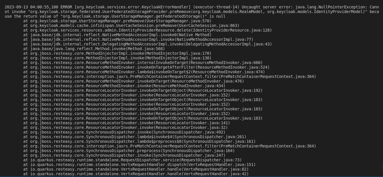 NPE when deleting Identity provider · Issue #23192 · keycloak/keycloak ...
