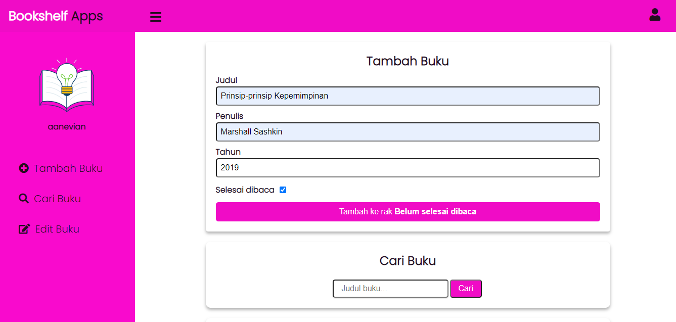GitHub - aaneviannanda/Bookshelf-Apps: Submission kelas Belajar Membuat ...