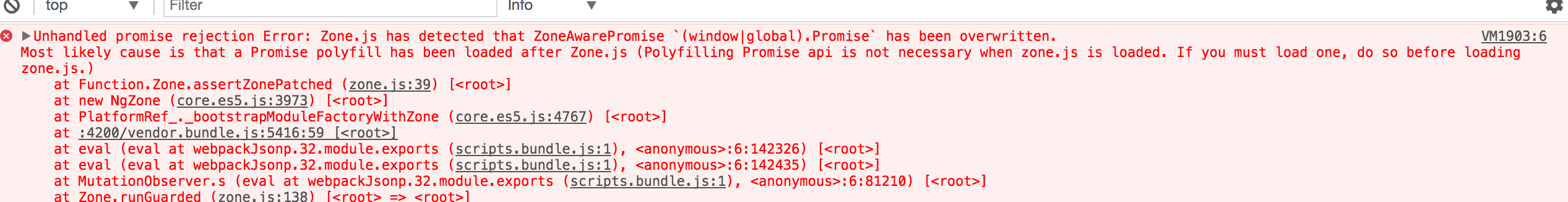 Zone.js with formbuilder.online throws Zone.js has detected that ZoneAwarePromise `(window ...