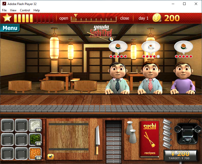 Youda Sushi Chef demo: Customer graphics are glitched · Issue #10698 · ruffle-rs/ruffle · GitHub