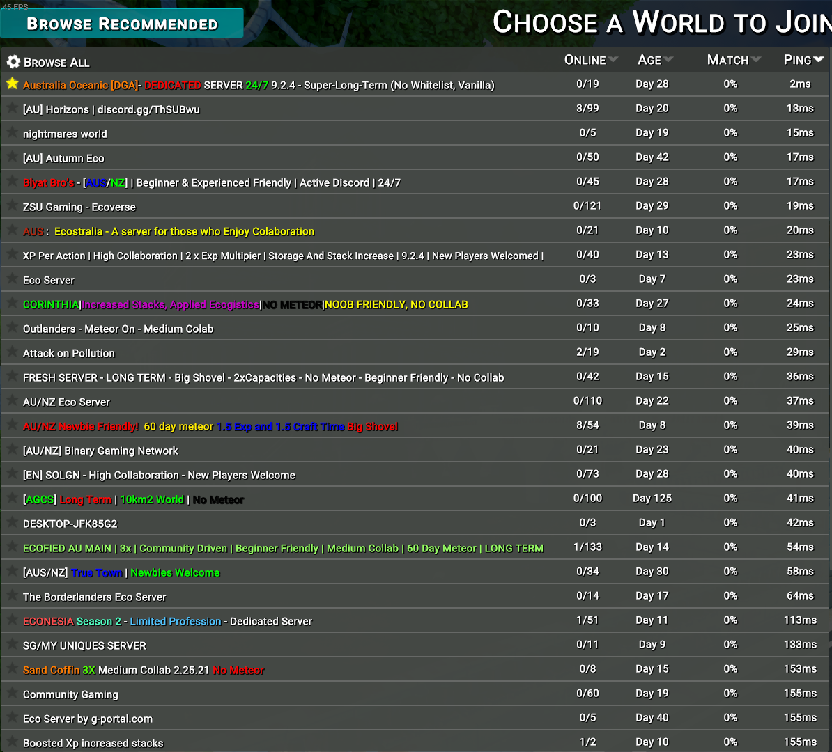 Server Browser - Missing Servers - Filtering · Issue #20925 · StrangeLoopGames/EcoIssues · GitHub