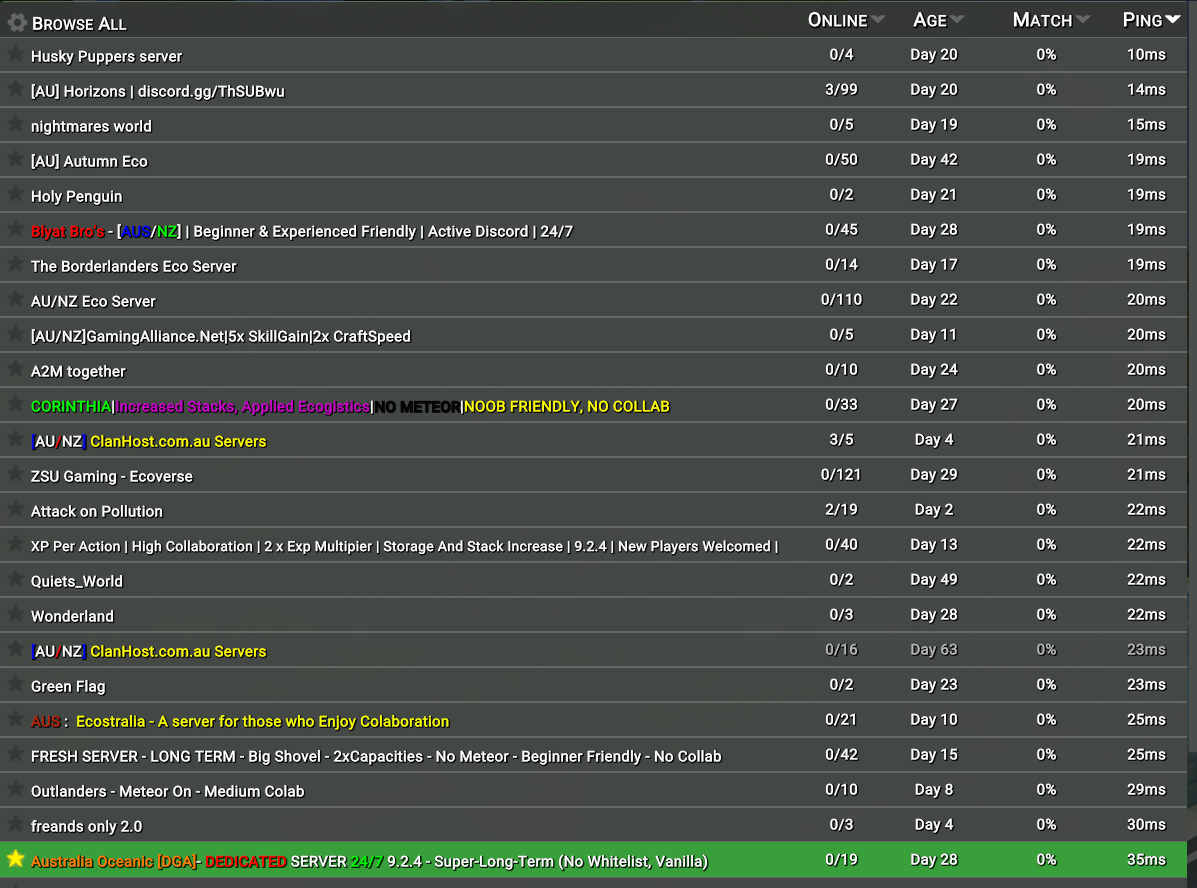 Server Browser - Missing Servers - Filtering · Issue #20925 · StrangeLoopGames/EcoIssues · GitHub