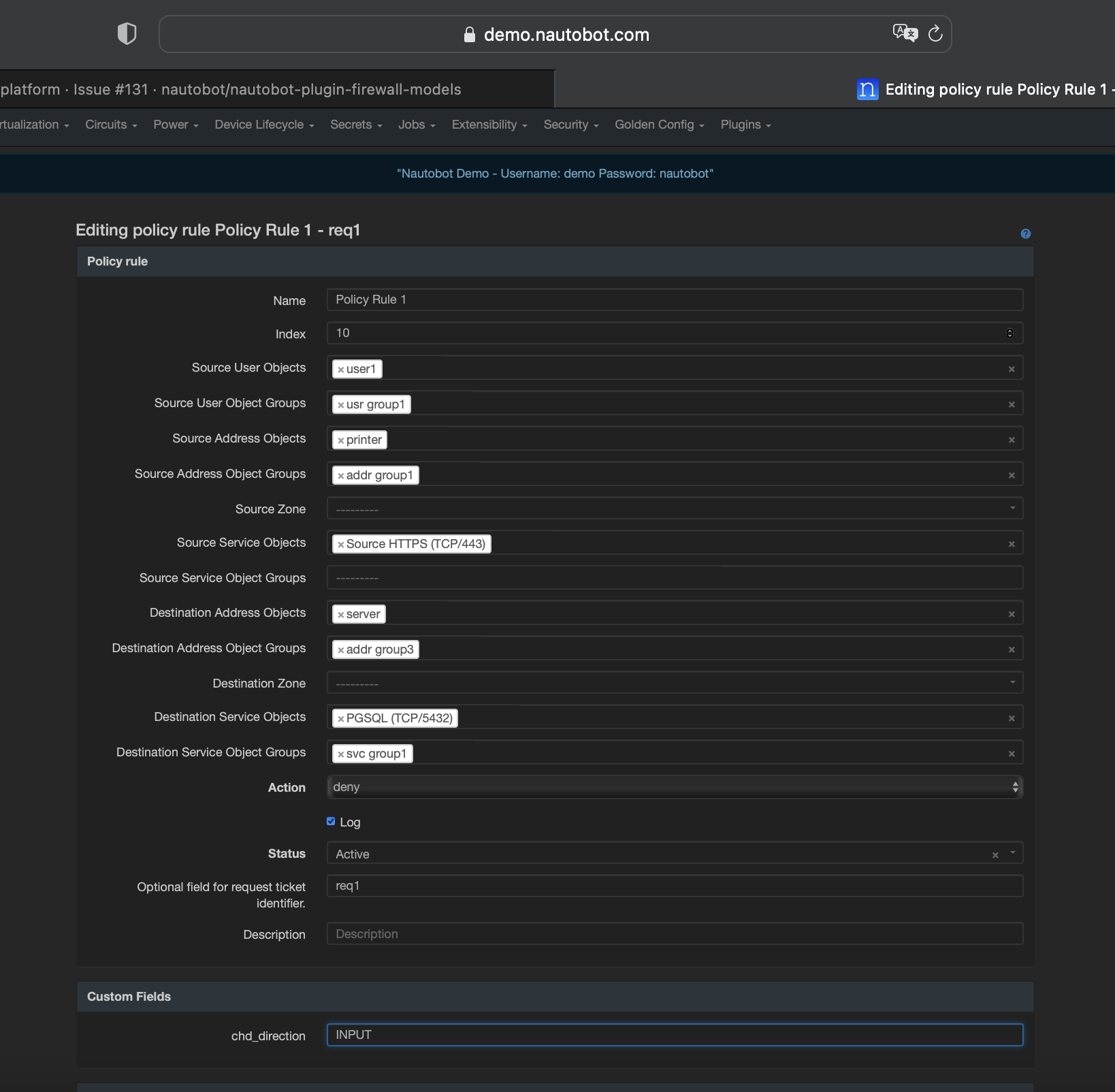 Cant generate capiraca policy for iptables platform · Issue #131 · nautobot/nautobot-app ...