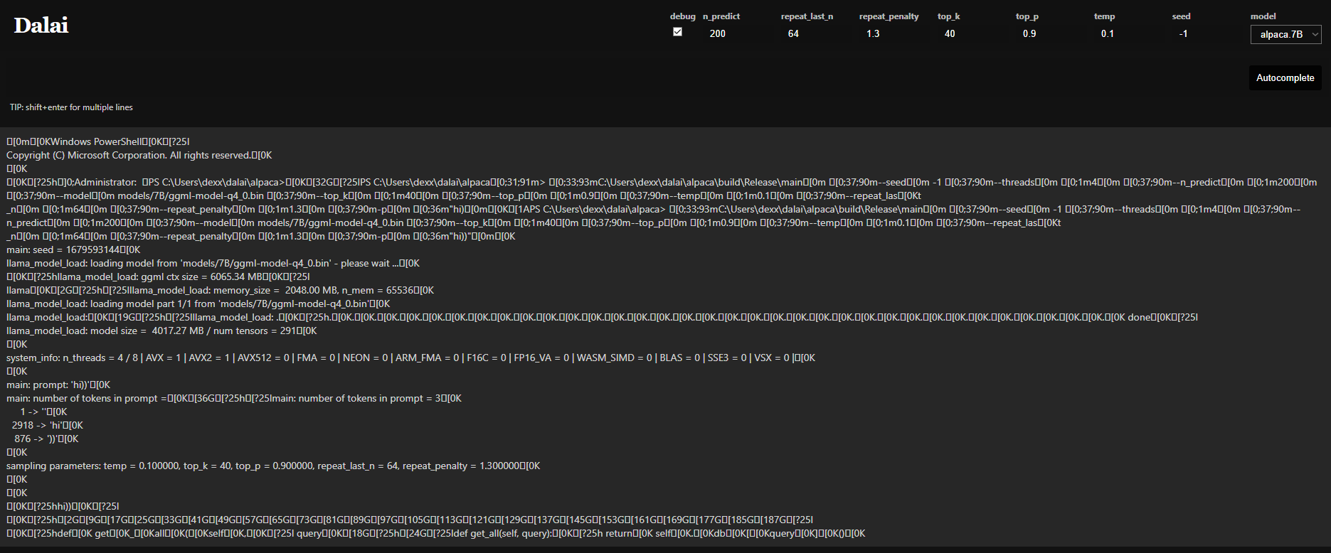 Strange characters in the answer · Issue #188 · cocktailpeanut/dalai · GitHub