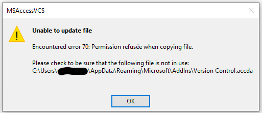 Error 70 "Permission refused" when attempting to install ACCDA file · Issue #68 · joyfullservice ...