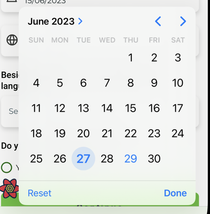 Get The Reset And Done Button For The Calendar Ios · Issue 779 · React Native Datetimepicker