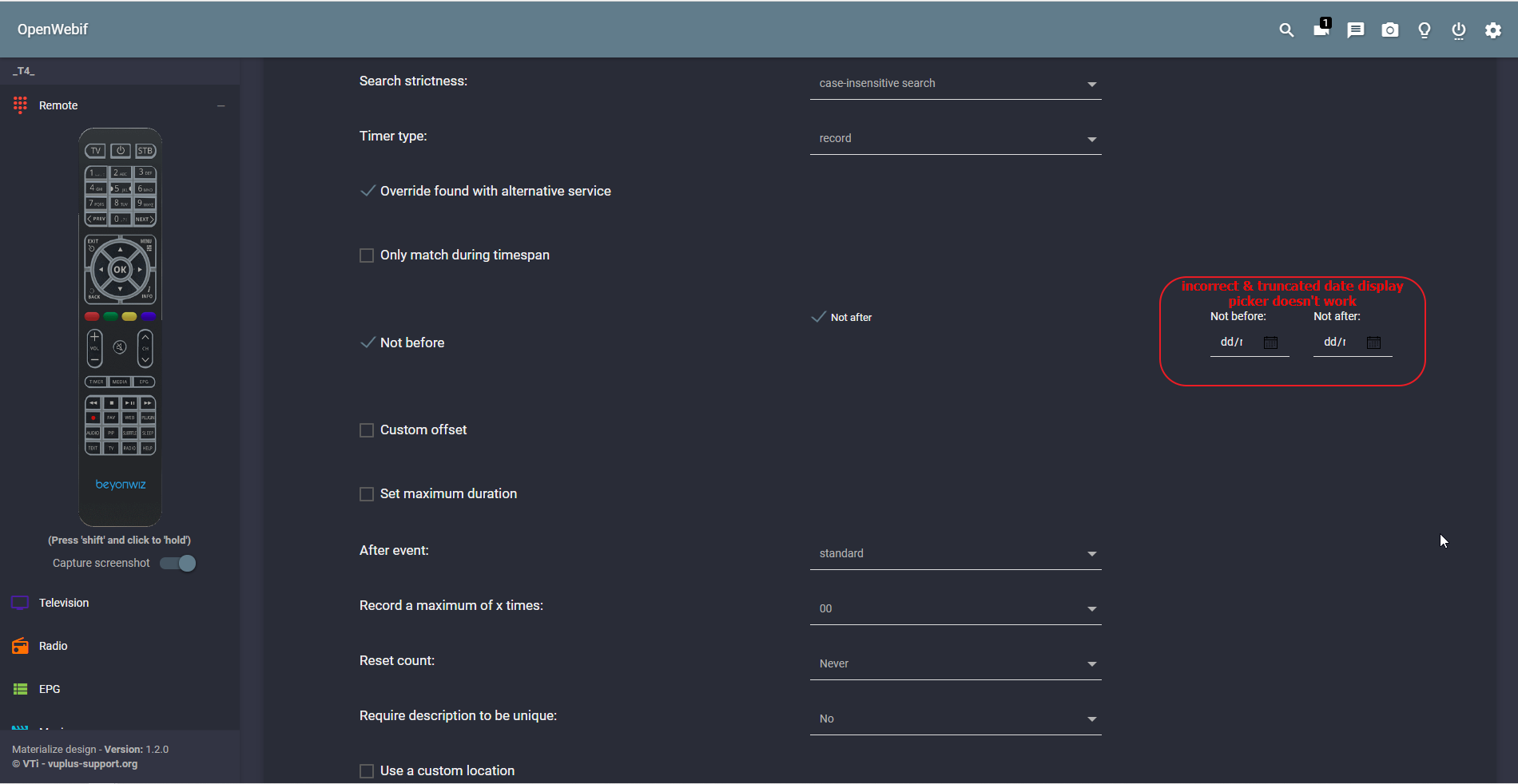 New/Responsive design - AutoTimer editor issues · Issue #1095 · E2OpenPlugins/e2openplugin ...