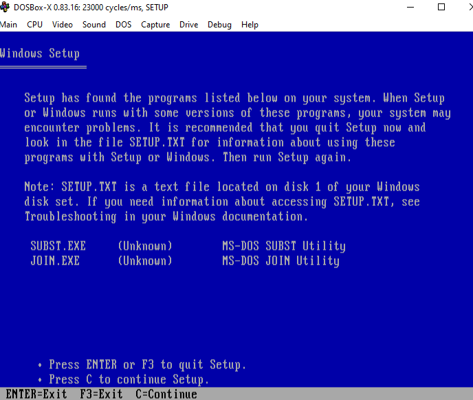 Windows 3.1 and above tells that JOIN.EXE and SUBST.EXE are installed ...