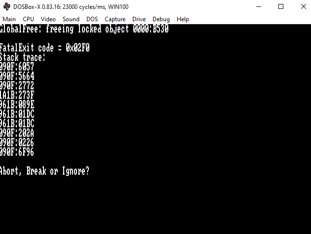 Windows 1.0 Beta wont start , keep getting Fatal ExitCode 0X2F0 error ...