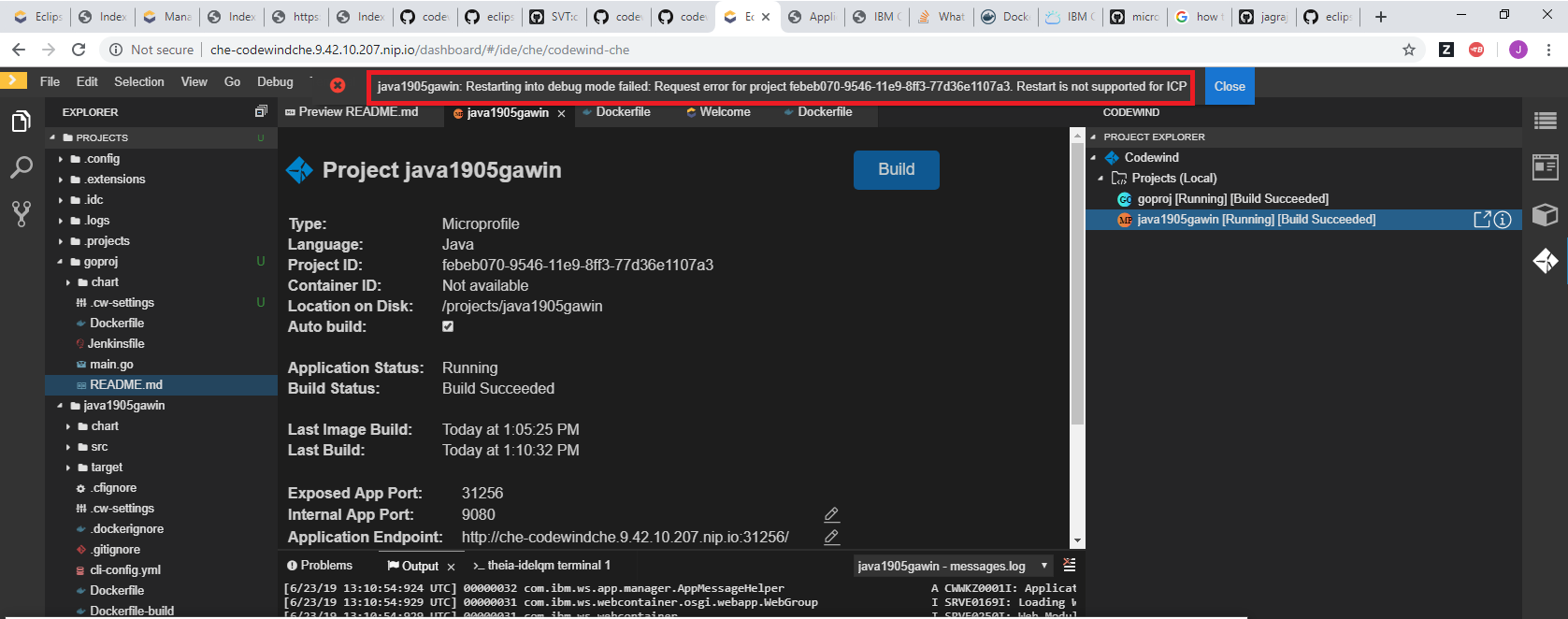 Java Project Failed To Start In Debug Mode From Codewind Theia Editor · Issue 54 · Eclipse