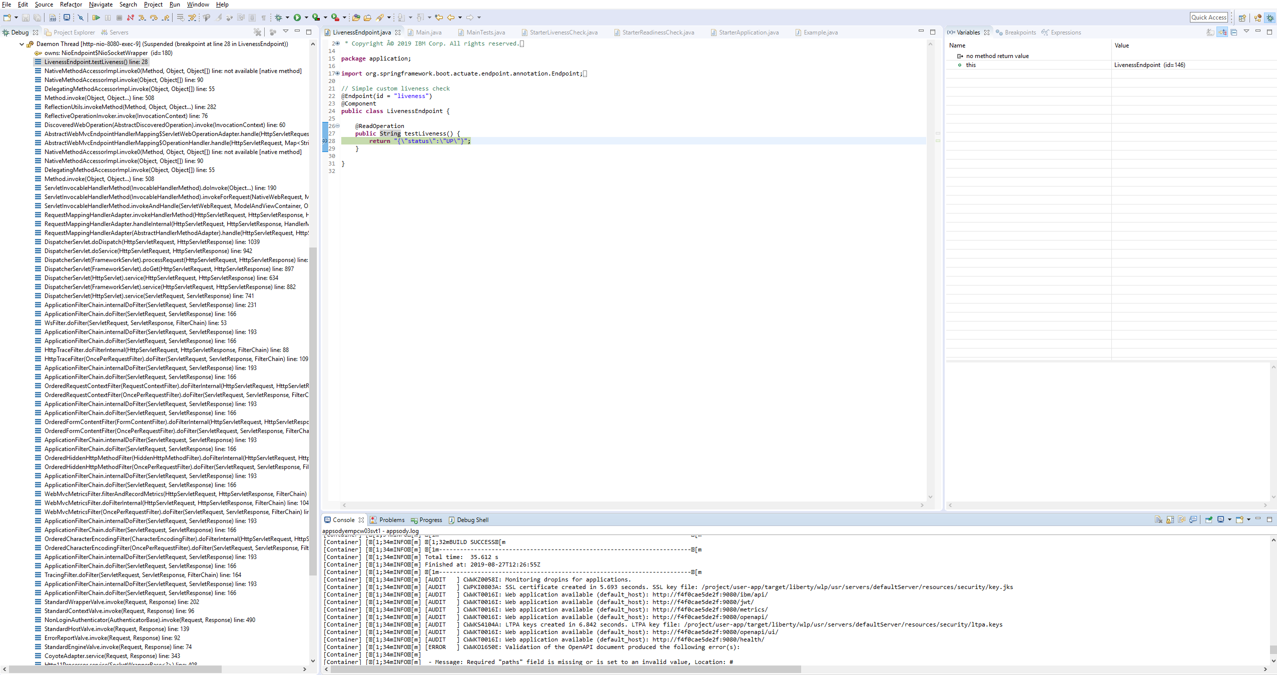 Svt Appsody Spring Project Failed To Debug · Issue 308 · Eclipse Archived Codewind · Github