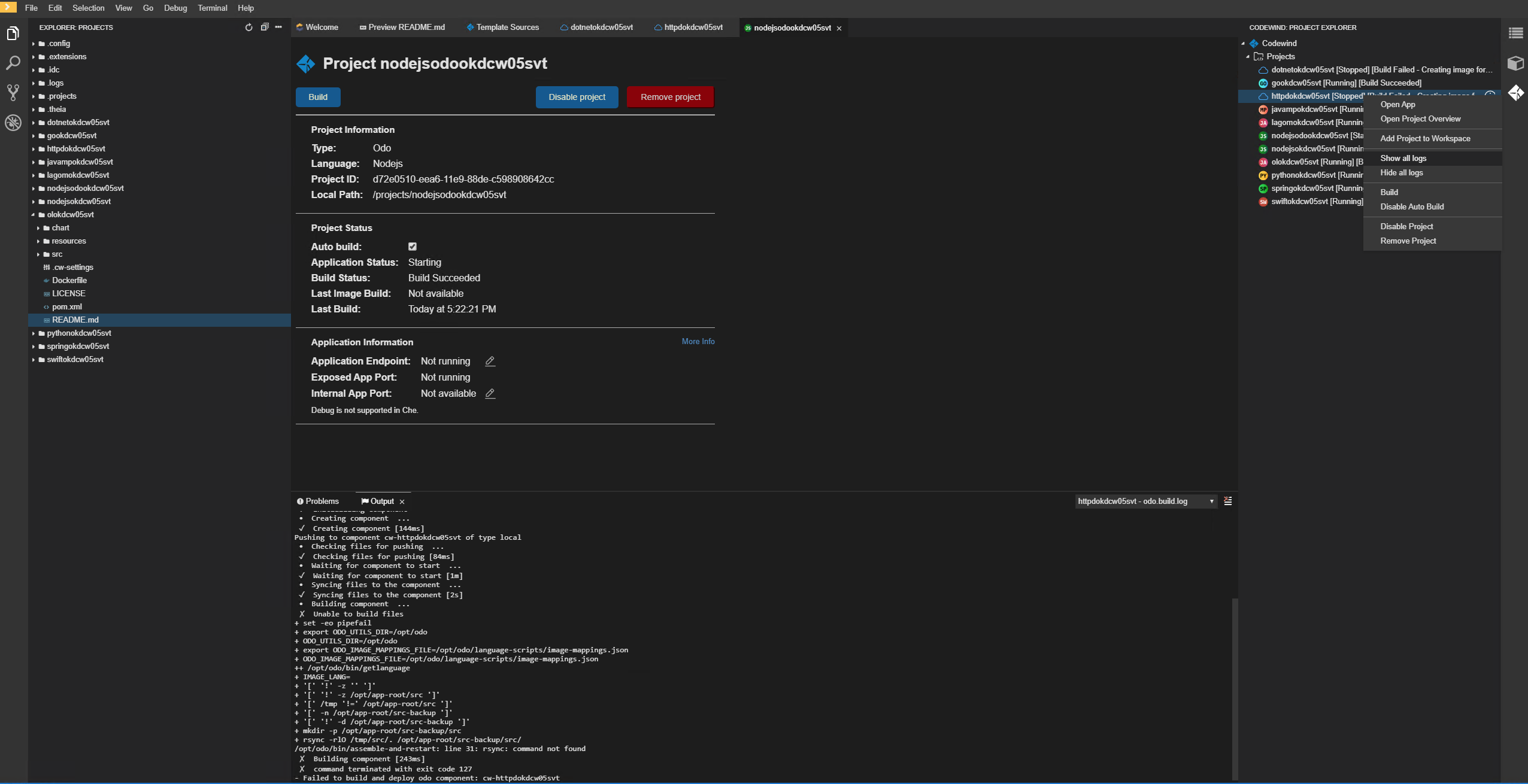 Svtshow All Logs Does Not Work For Odo Projects From Codewind Che Workspace · Issue 673 2963