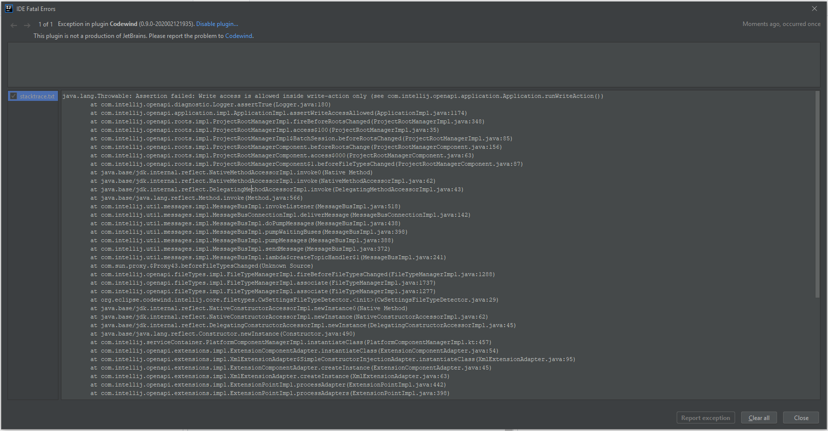 SVT:IntelliJ:Assertion failed: Write access is allowed inside write-action only · Issue #2168 ...