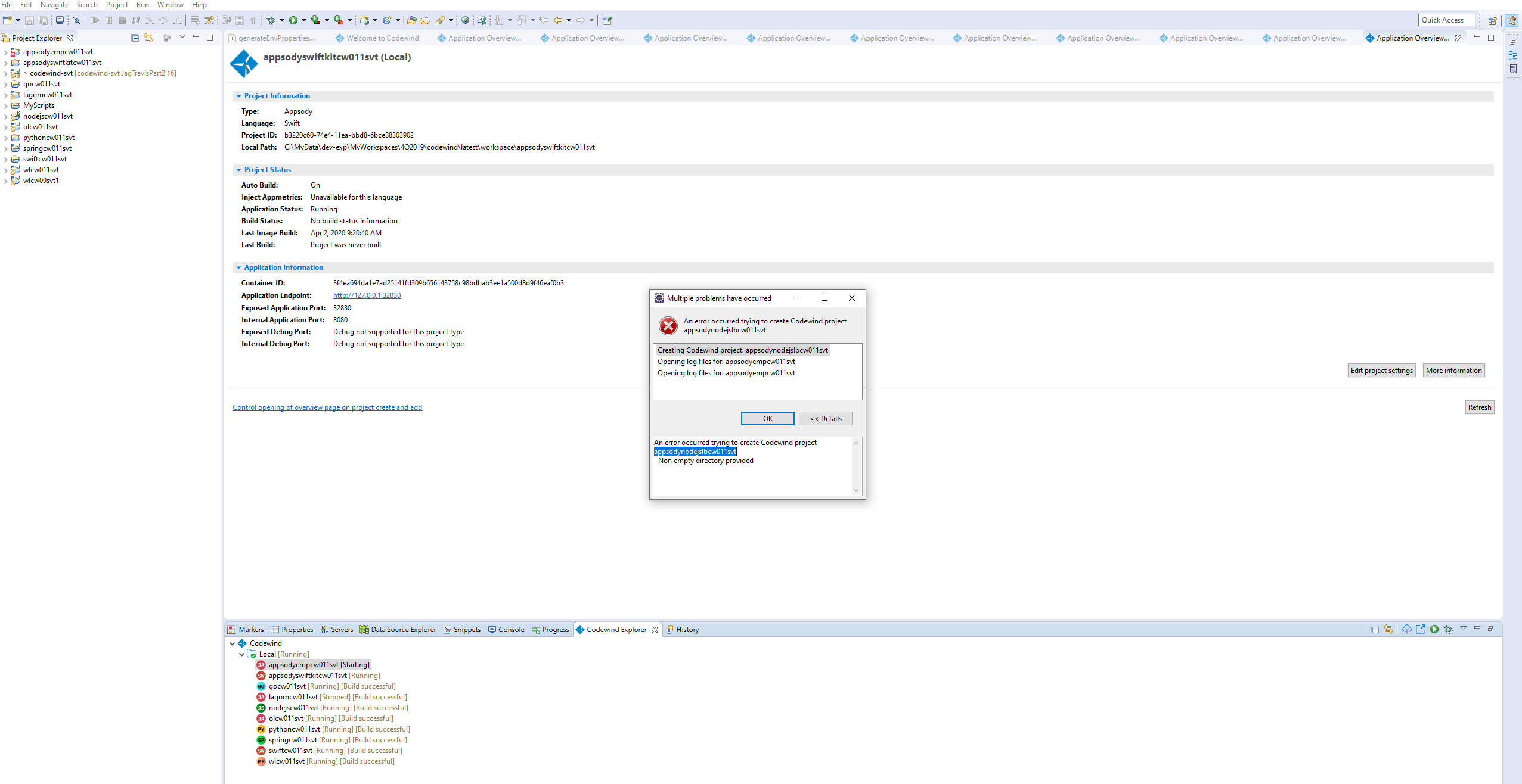 SVT:Appsody project create failed and I can not create same project any more · Issue #2601 ...