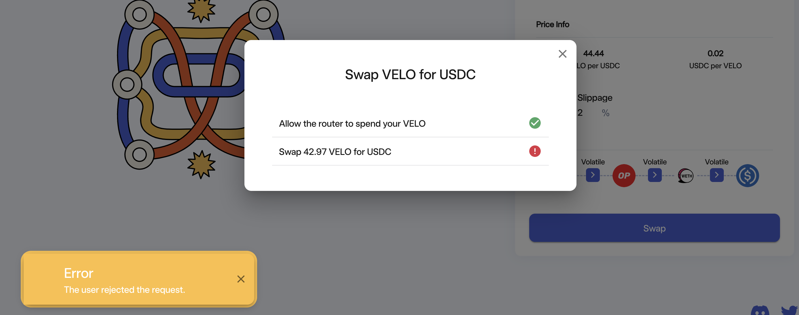 tx-error: 'the user rejected the request' · Issue #2672 · tahowallet/extension · GitHub