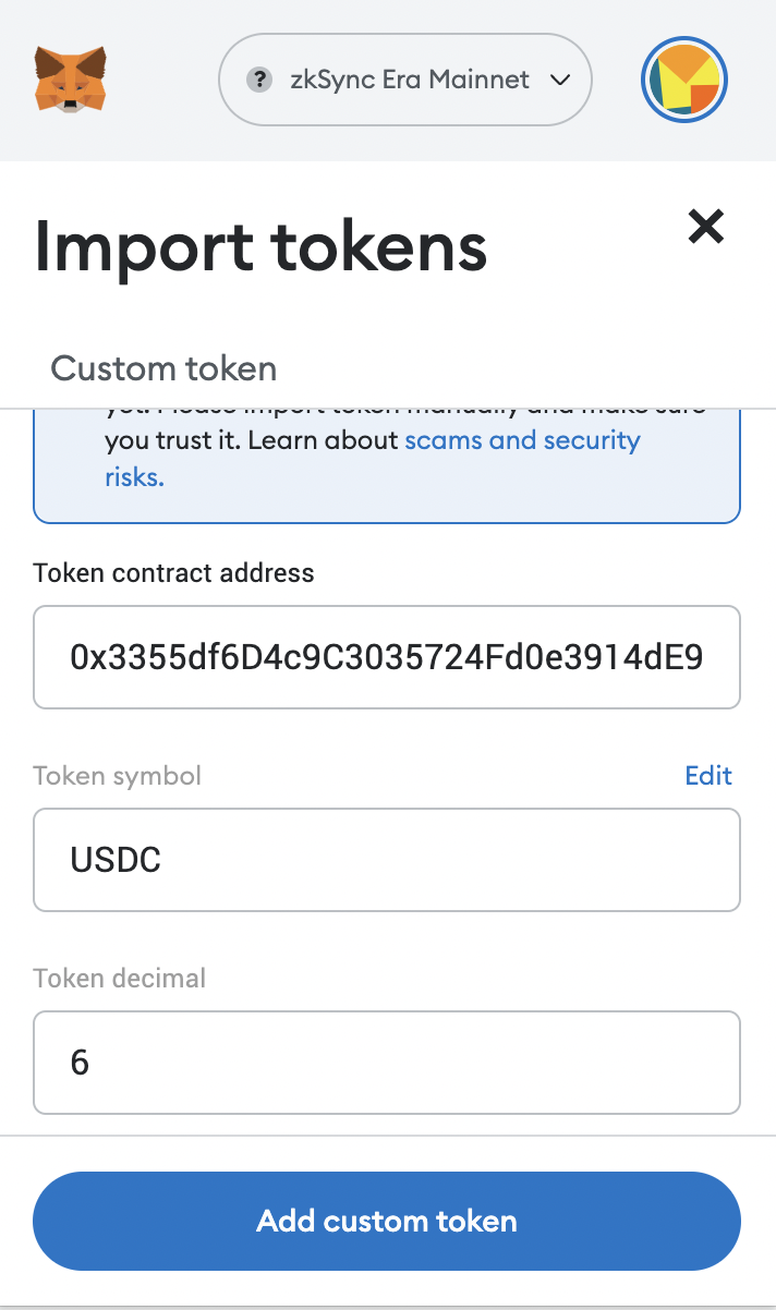 Can't add USDC on zkSync era · Issue #3336 · tahowallet/extension · GitHub