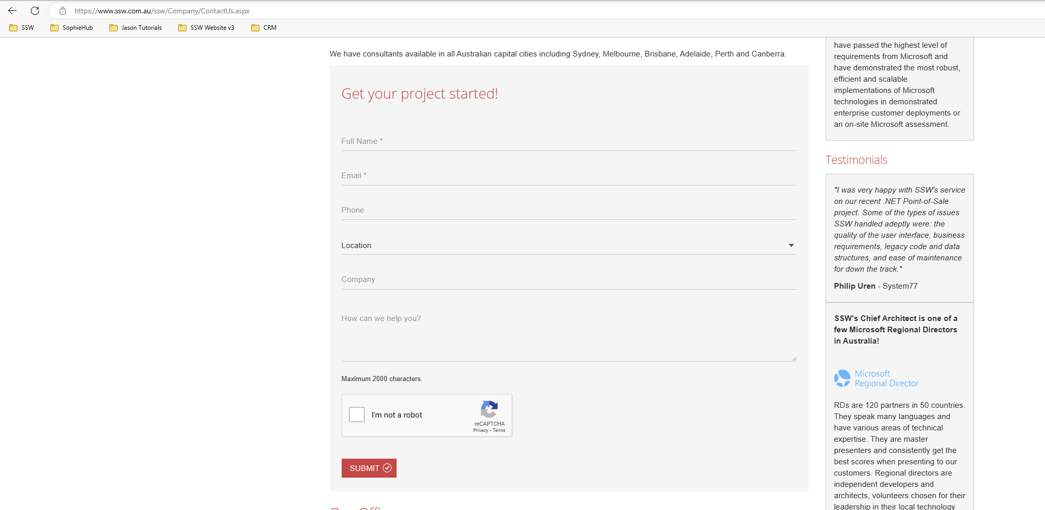 Company page - Contact US · Issue #1256 · SSWConsulting/SSW.Website · GitHub