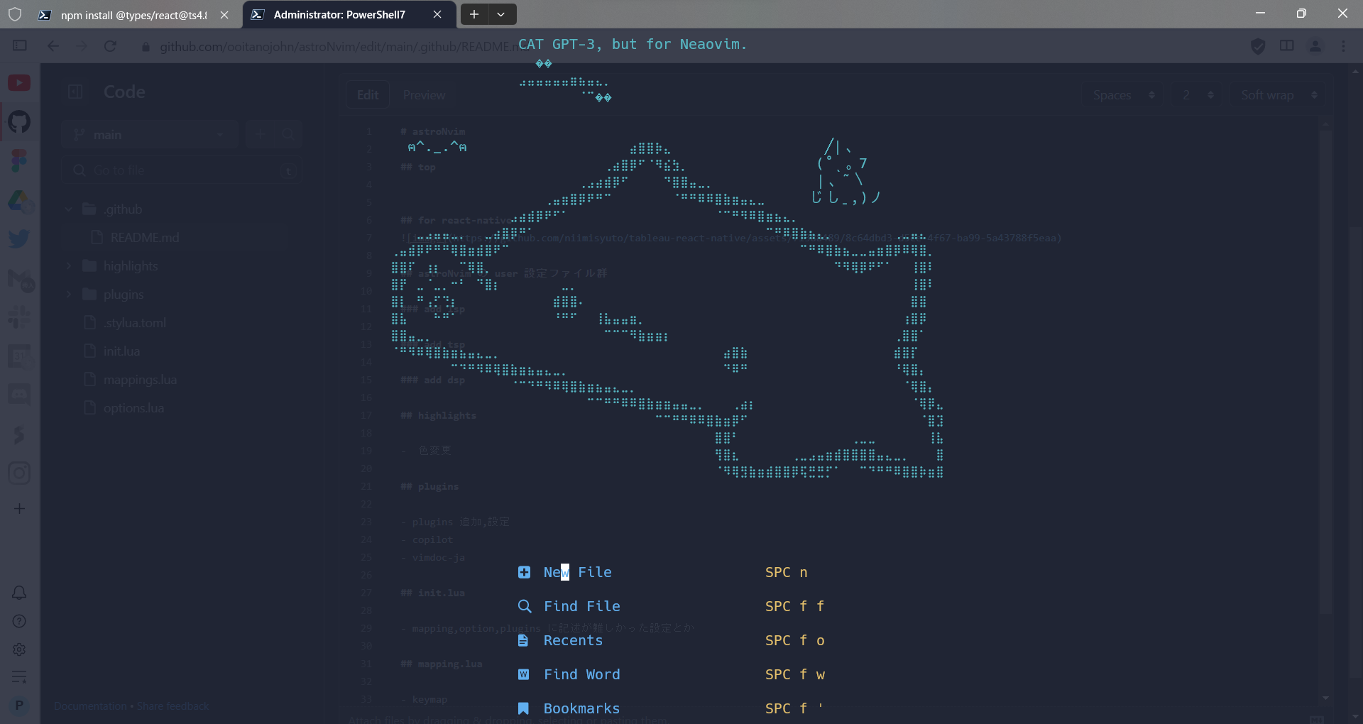 GitHub - ooitanojohn/astroNvim: astroNvimの個人設定