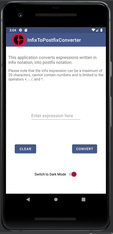 GitHub - TCDaniels85/Infix_To_Postfix_Android_App: Android version of ...