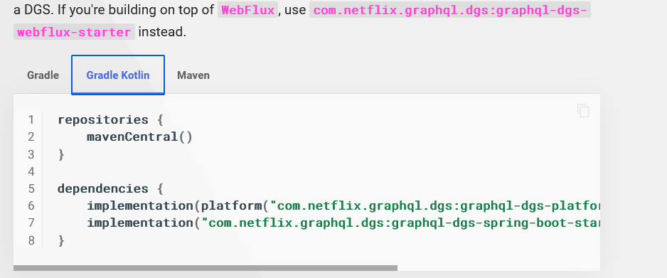 Extend documentation with examples in different format/languages (gradle, kotlin etc..) · Issue ...