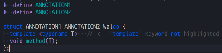 Macro Annotations Cause Template Keyword To Not Be Highlighted · Issue 457 · Jeff Hykin