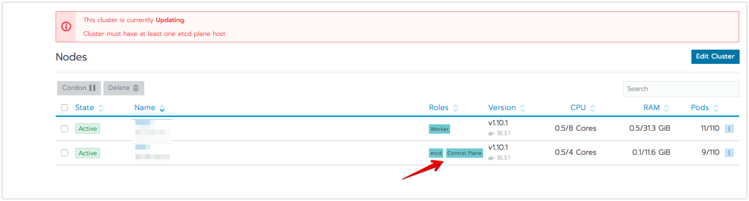 Cluster must have at least one etcd plane host after switching cloud ...