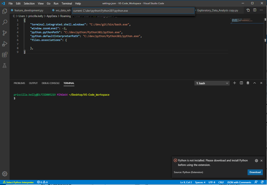 Python Interpreter Not Finding Existing Path Issue 11674 Microsoft