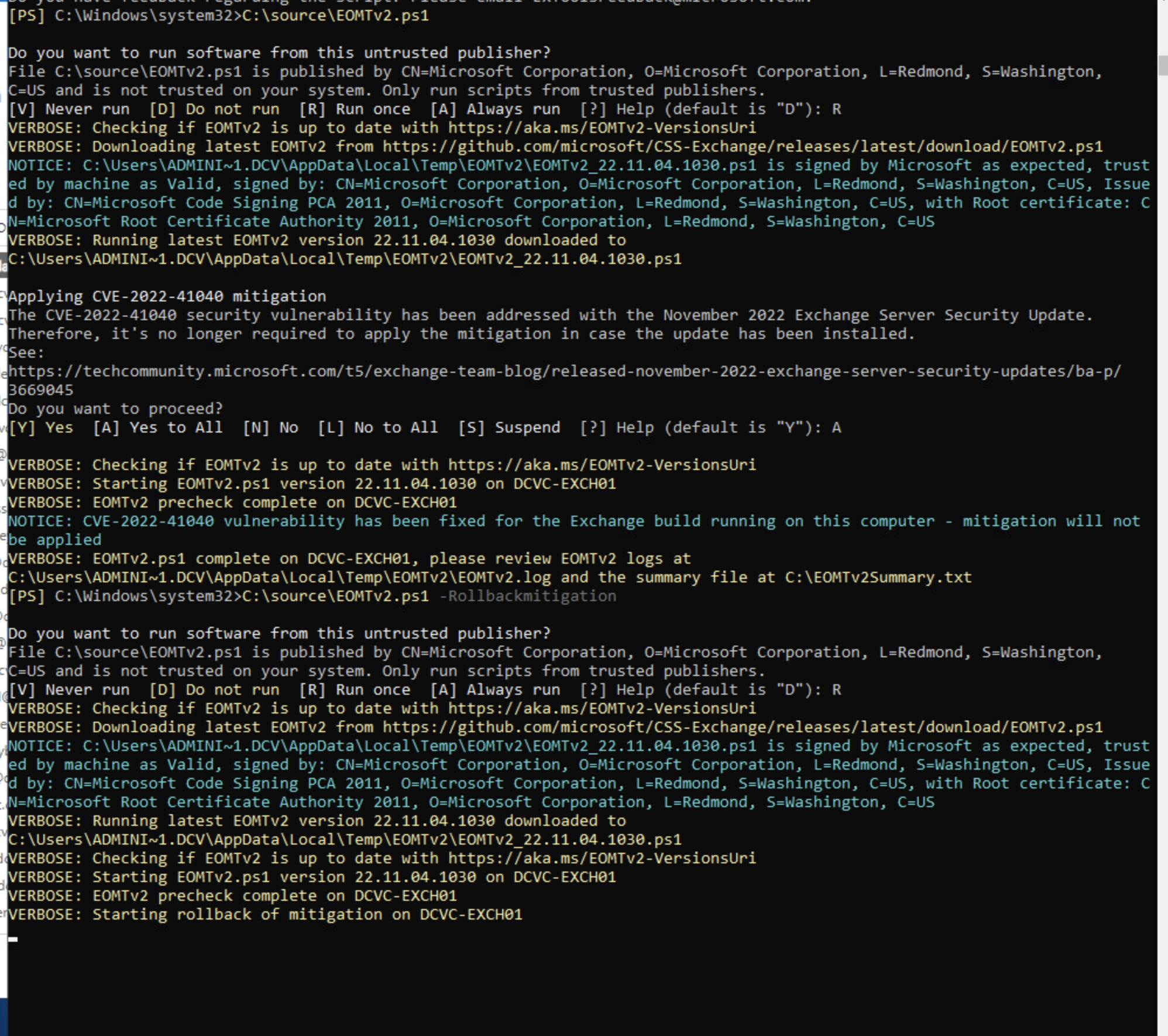 [Feature Request] EOMTv2 to indicate if mitigation is in place, prompt ...