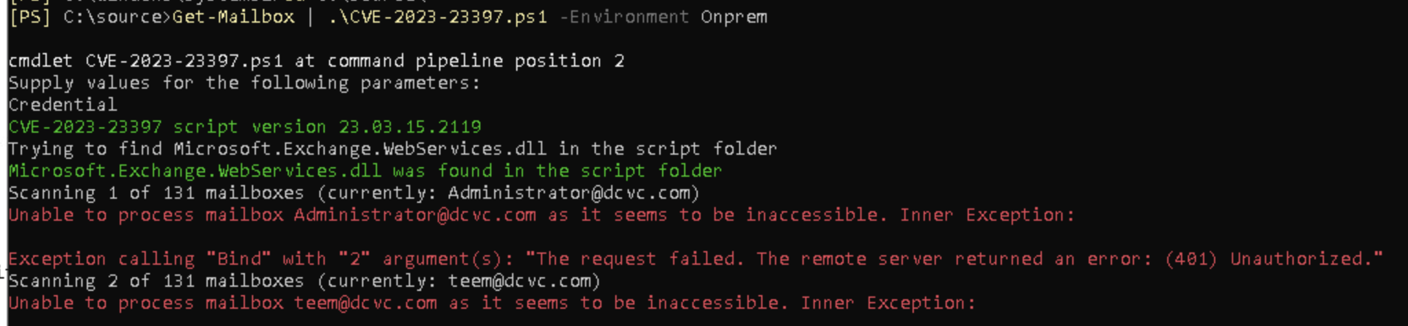 [Issue] CVE-2023-23397.ps1 autodiscover worked in 23.03.15.1601 - failing in 23.03.15.2119 ...