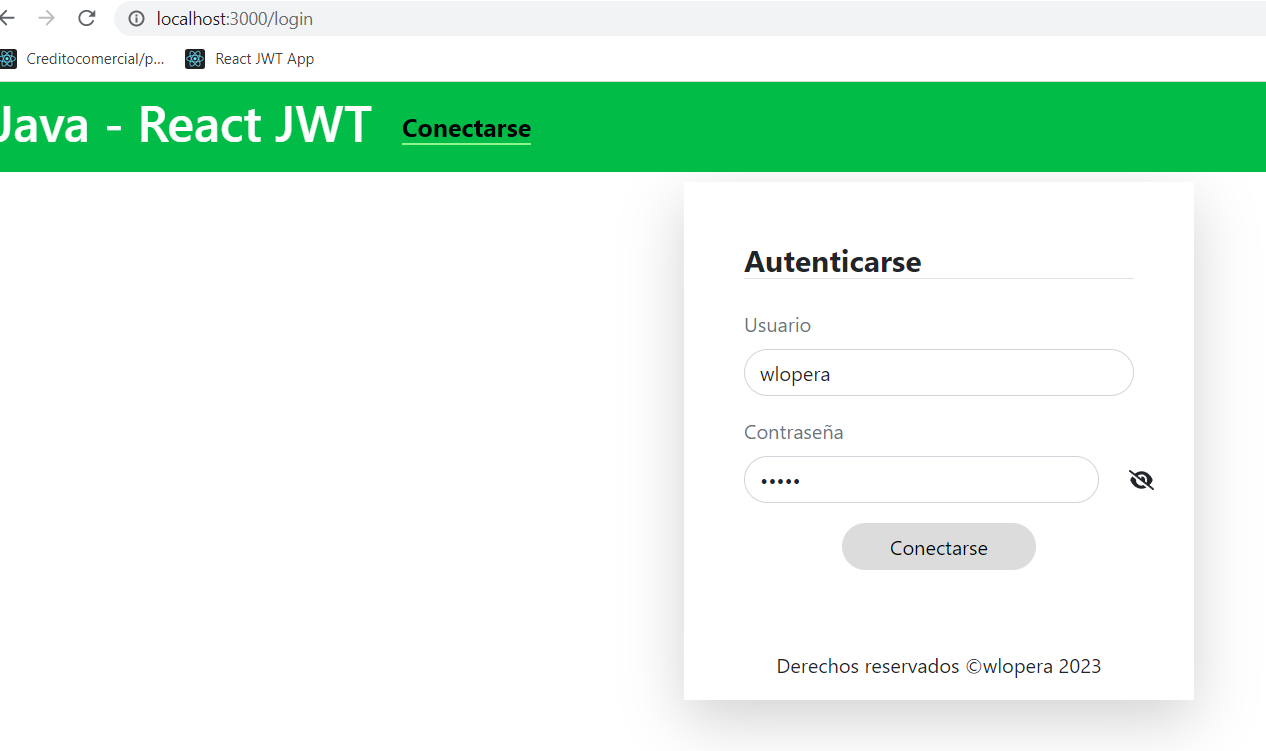 GitHub - wlopera/java-react-jwt: Proyecto Java - React - Uso Token - Login - Logout - Data