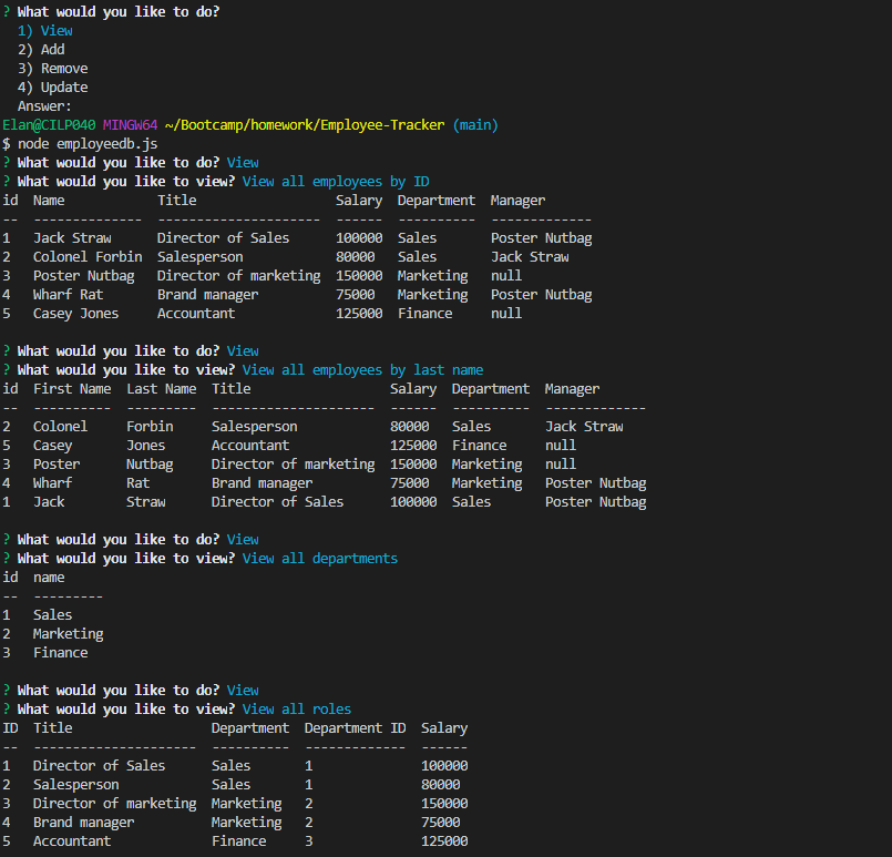 GitHub - ezinkow/Employee-Tracker
