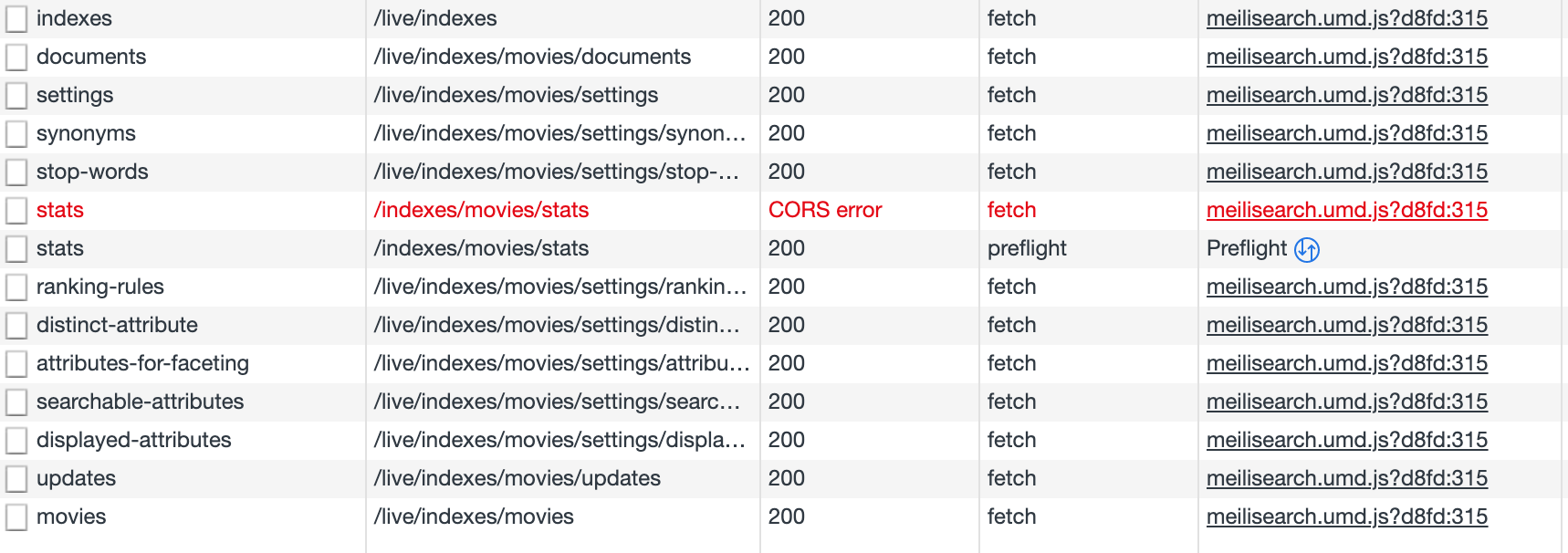 getStats doesn't include the pathname · Issue #916 · meilisearch/meilisearch-js · GitHub