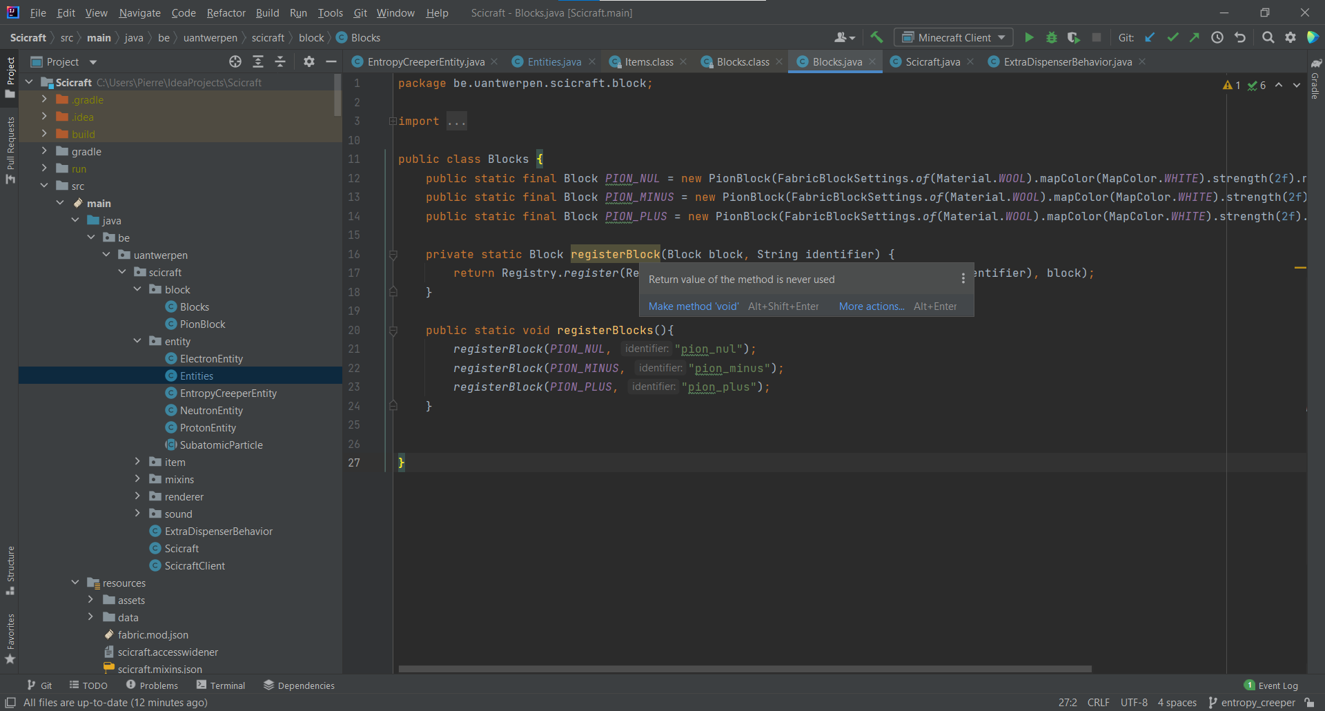 Register items, blocks and entities like Minecraft · Issue #69 · ScicraftLearn/Minelabs · GitHub