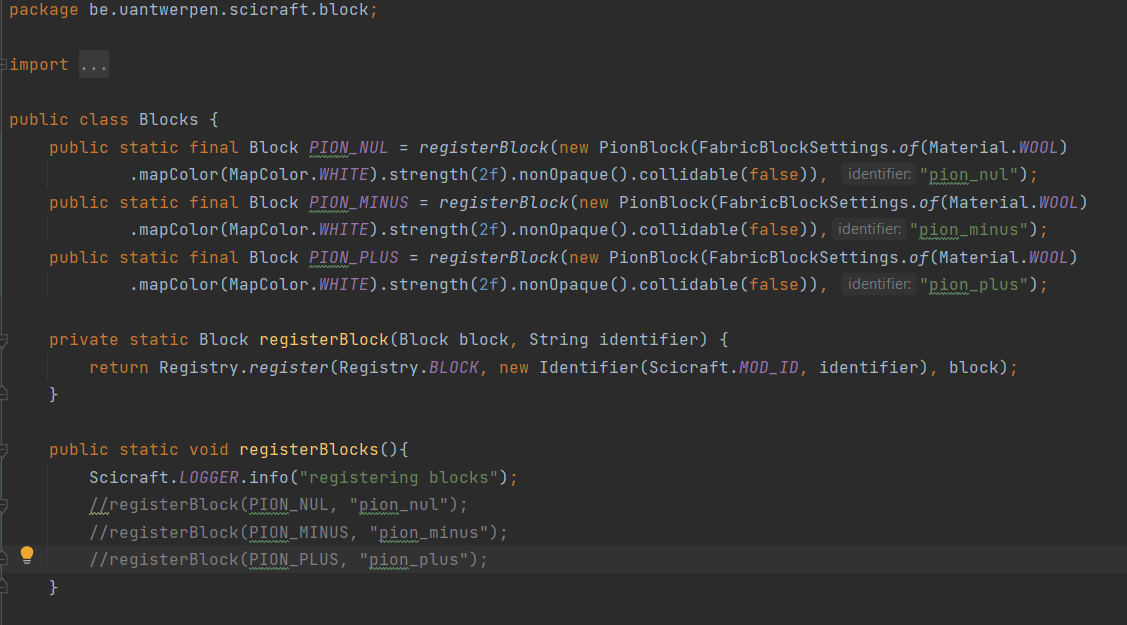 Register items, blocks and entities like Minecraft · Issue #69 · ScicraftLearn/Minelabs · GitHub