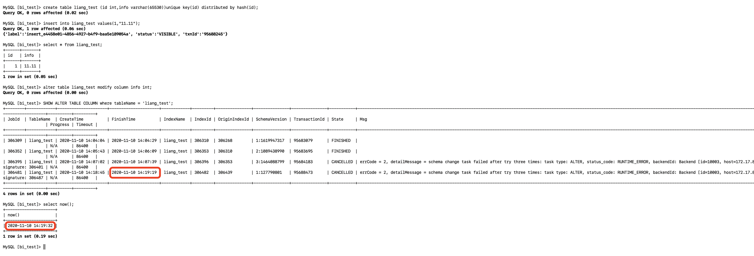 【bug】0.12.21版本，schema change（varcahr -> int）失败 · Issue #4876 · apache/doris · GitHub