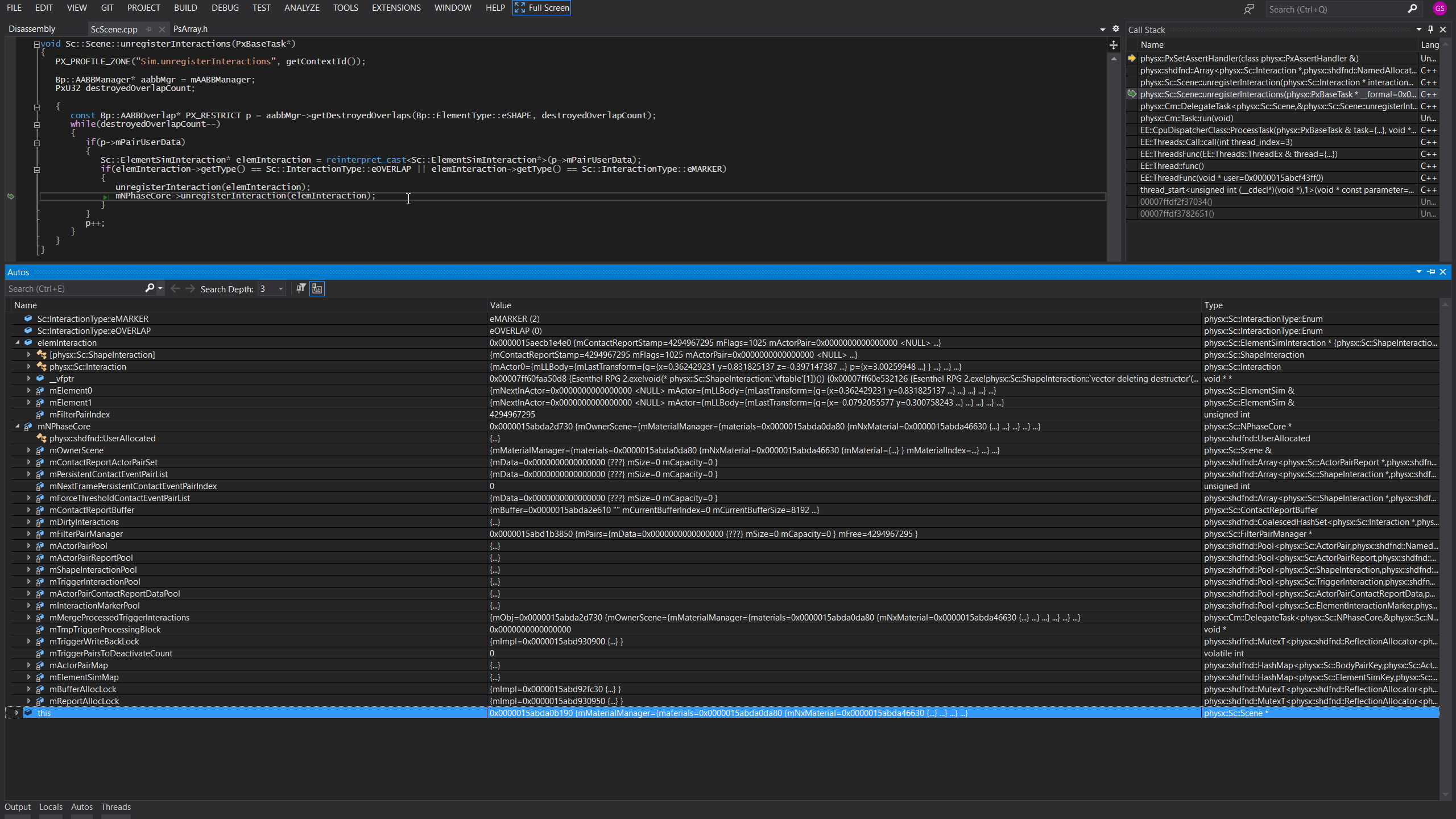 Crash in 'Sc::Scene::unregisterInteractions' · Issue #480 · NVIDIAGameWorks/PhysX · GitHub
