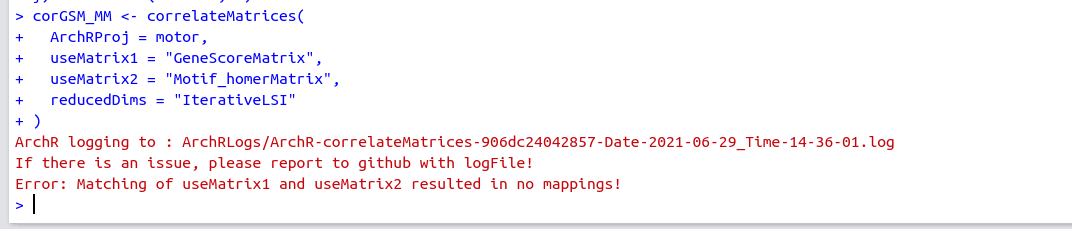 Matching of useMatrix1 and useMatrix2 resulted in no mappings · Issue ...