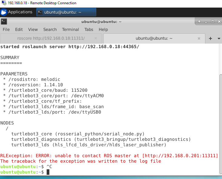 unable to contact ROS master · Issue #758 · ROBOTIS-GIT/turtlebot3 · GitHub