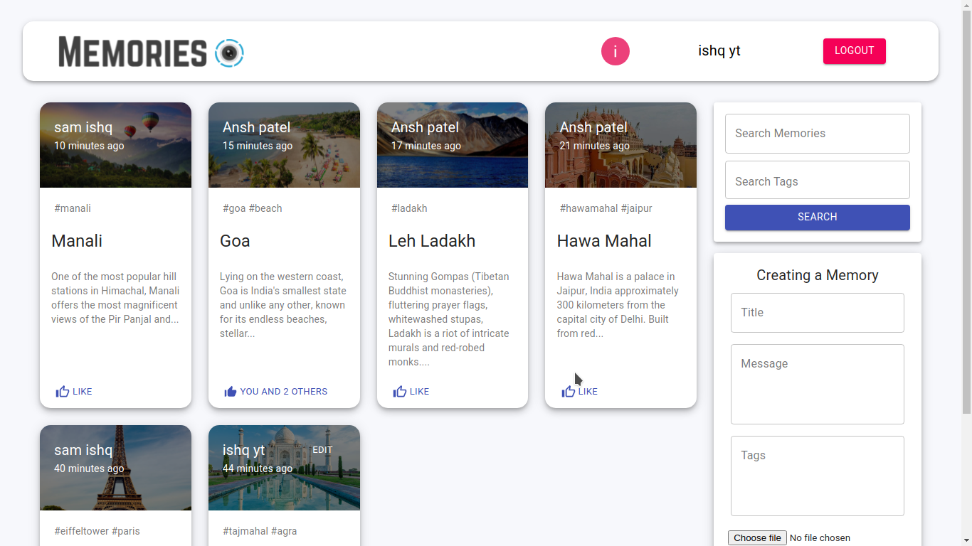 GitHub - sammy-cool/MEMORIES-APP: MEMORISE BLOG APP