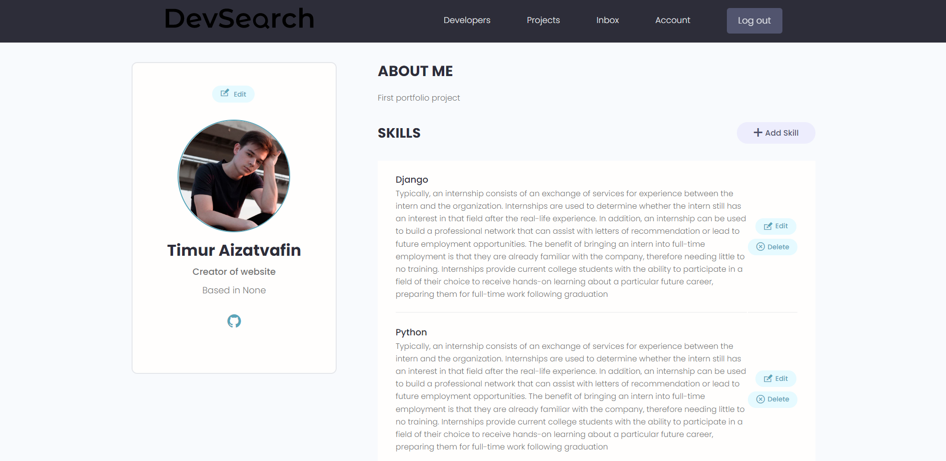 GitHub - timuraiz/devsearch: Service that provides for employee ...