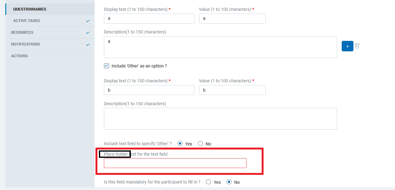 [SB] Questionnaires > Question step > Text choice response type > Issue in 'Response level ...