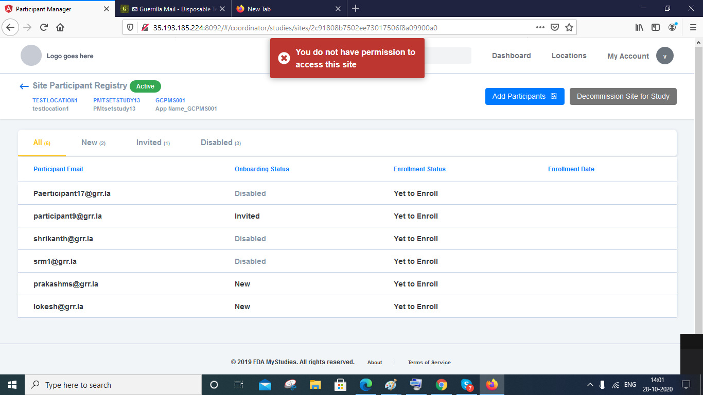 Decommission site button displayed for role when user has role : Site view and edit · Issue ...