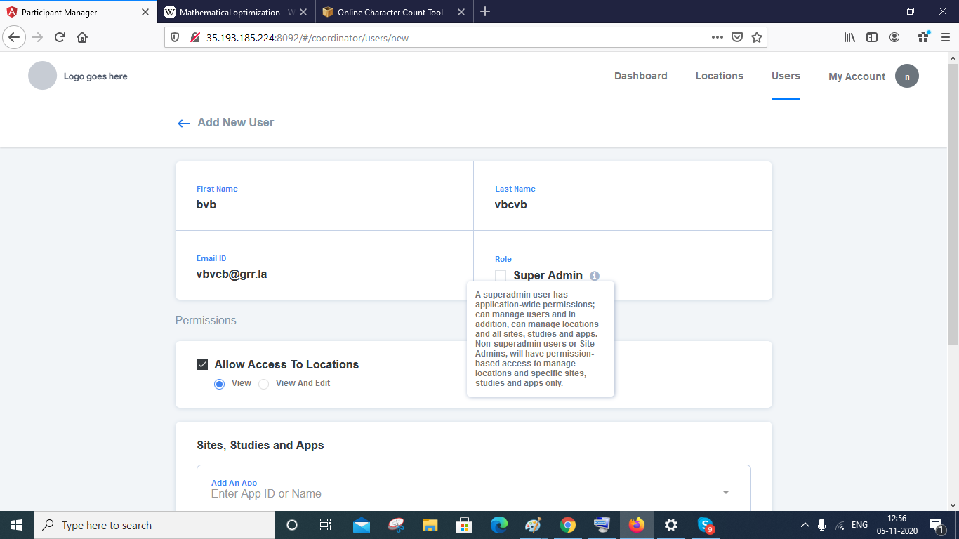 Add new user page > Wrong tooltip is displaying when user mouse hovered on the 'i' icon · Issue ...