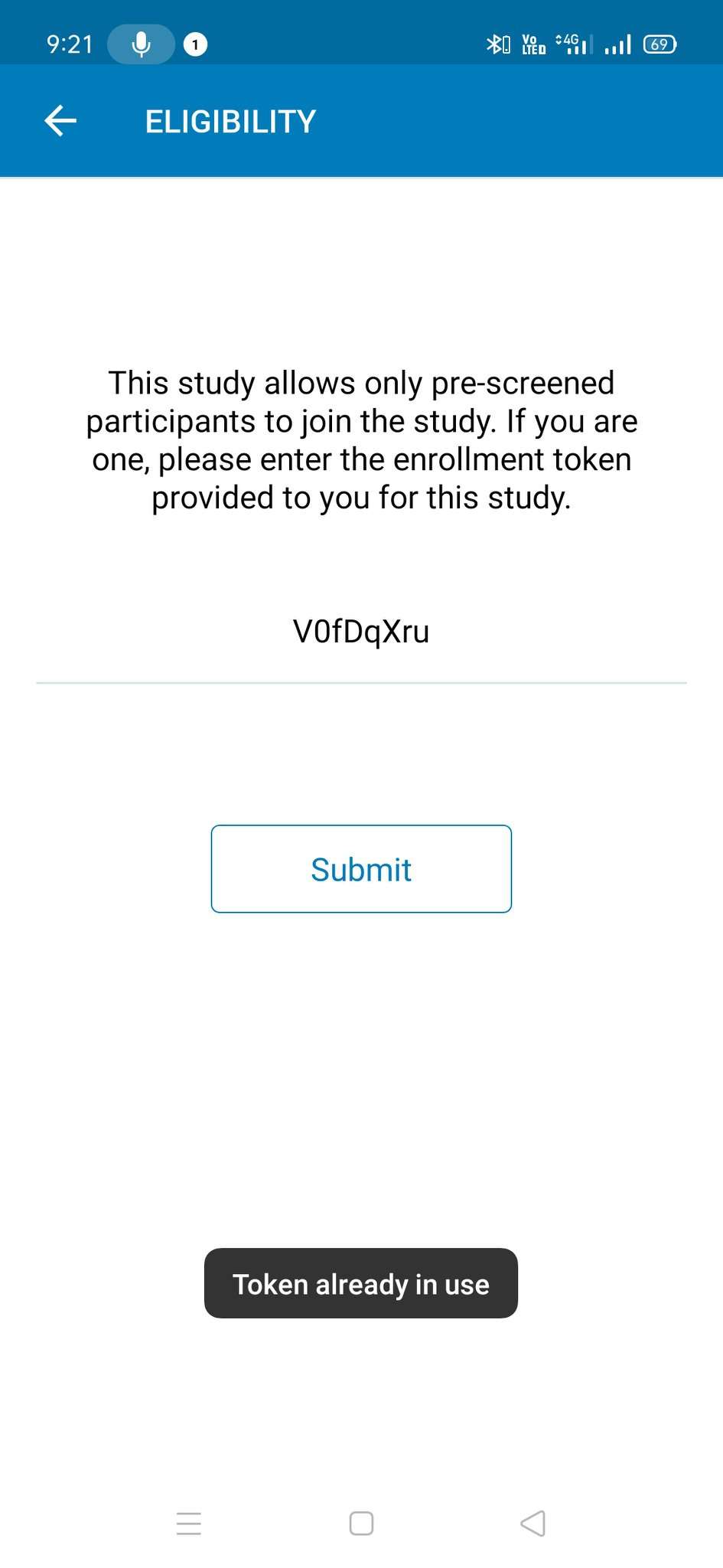Error message should be displayed as 'Unknown token' if user ...